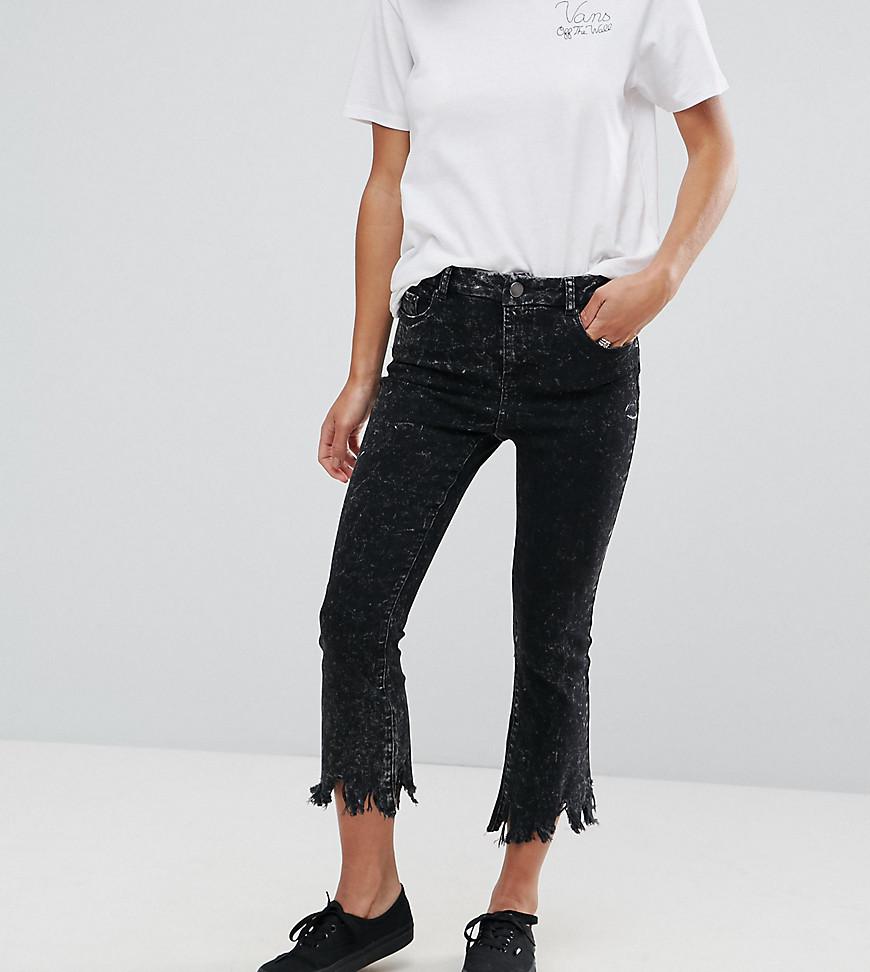 Lyst - Asos Petite Cropped Flare Jeans With Arched Raw Hem In Extreme ...