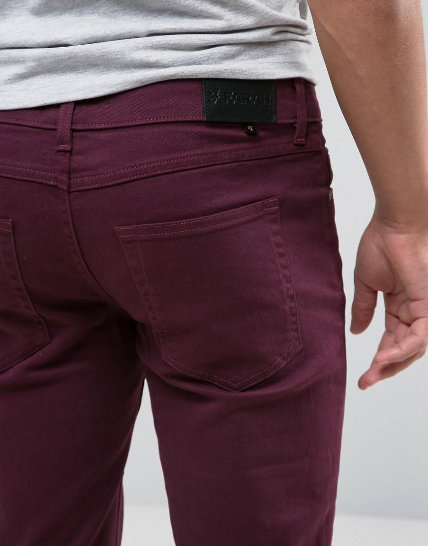 Lyst - Farah Skinny Jeans In Bordeaux Stretch Twill in Red for Men