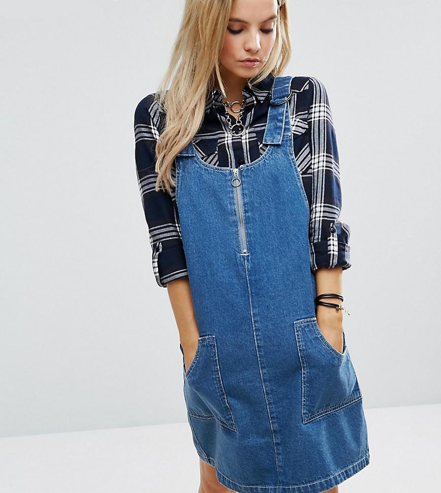 Lyst - Noisy May Petite Denim Dungaree Dress With D-ring Detail in Blue