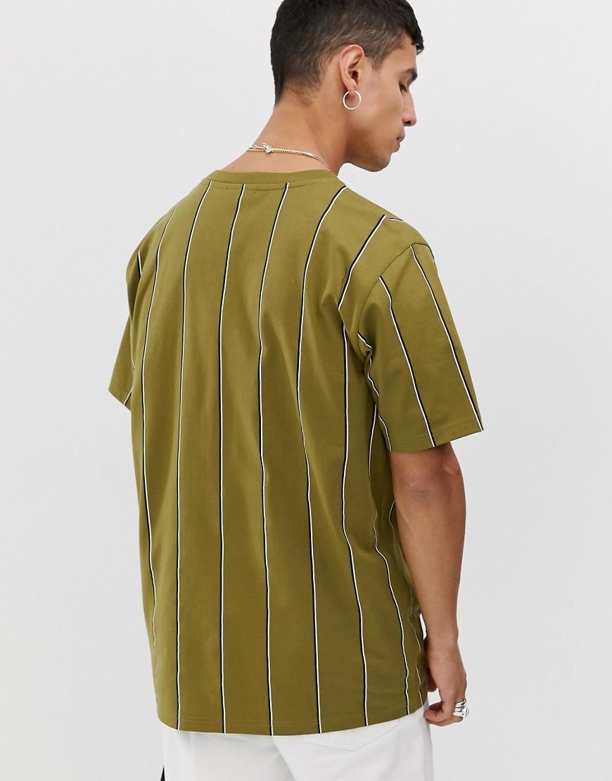 Weekday Frank Vertical Stripe T-shirt In Khaki in Green for Men - Lyst