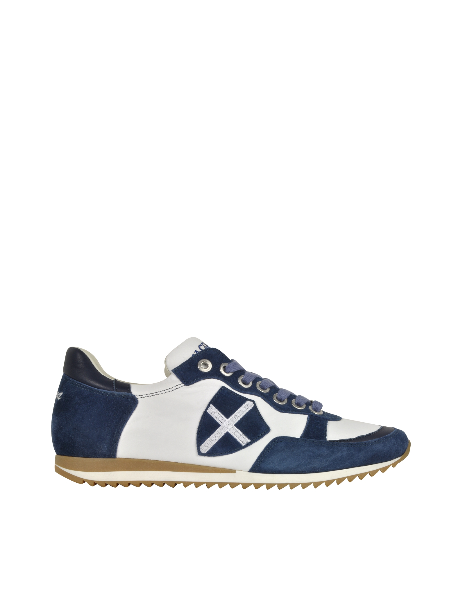 Lyst - D’Acquasparta Genova White Leather and Blue Suede Sneaker in White