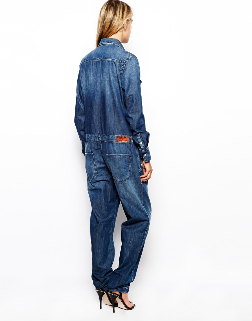 Pepe jeans Denim Jumpsuit in Blue | Lyst