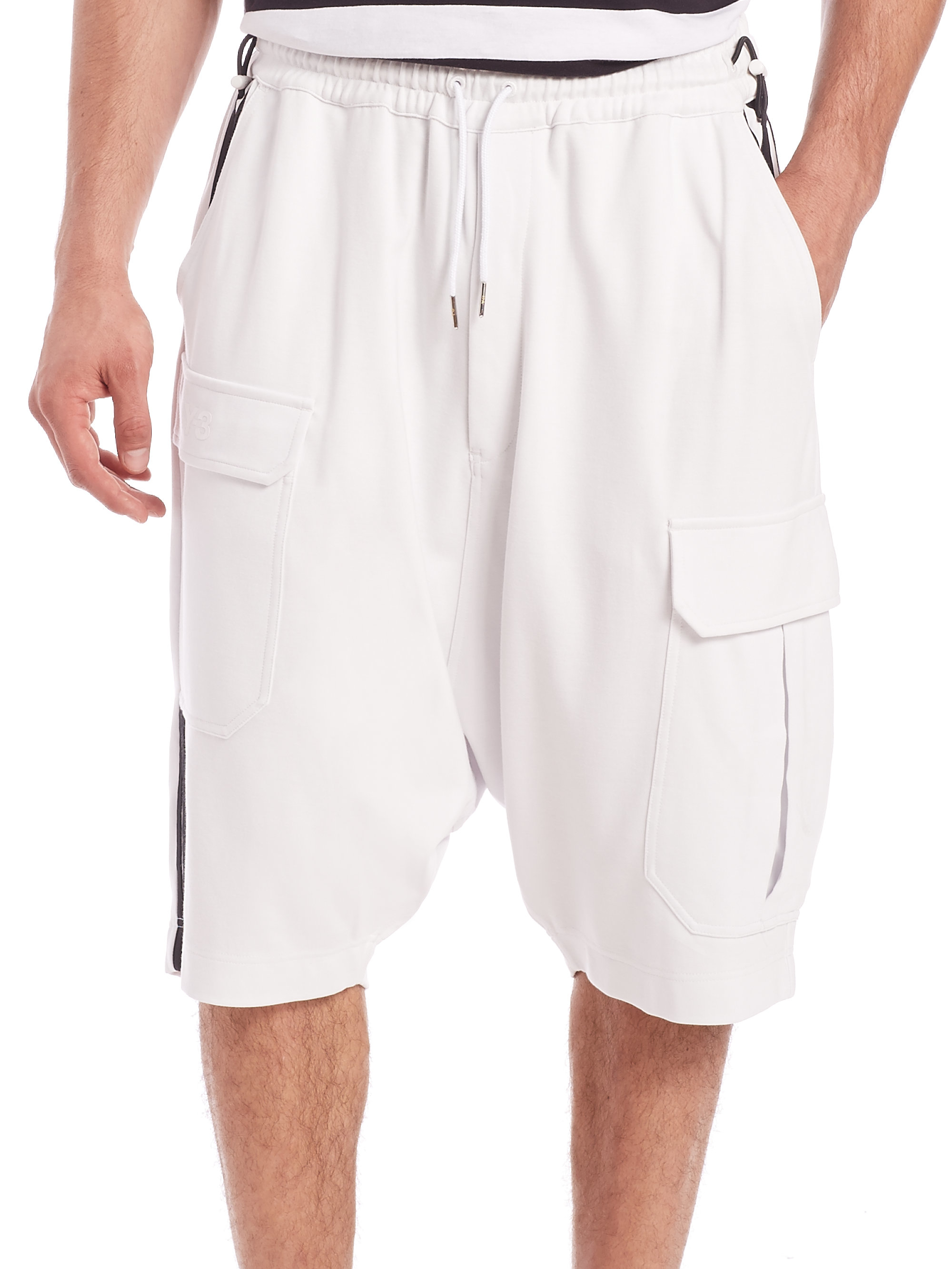 Lyst - Y-3 Drop-crotch Shorts in White for Men