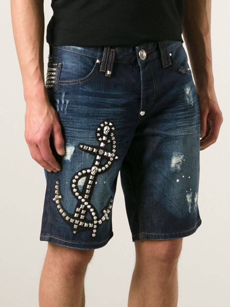 Philipp plein 'My Humps' Miami Cut Denim Shorts in Blue for Men | Lyst