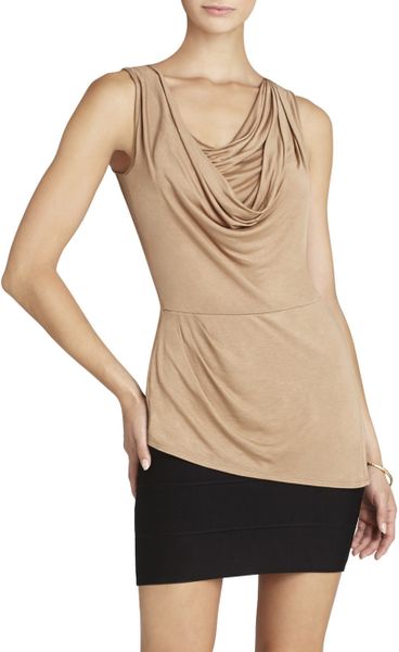 Bcbgmaxazria Jaylin Cowl-Neck Sleeveless Top in Beige (CAMEL) | Lyst