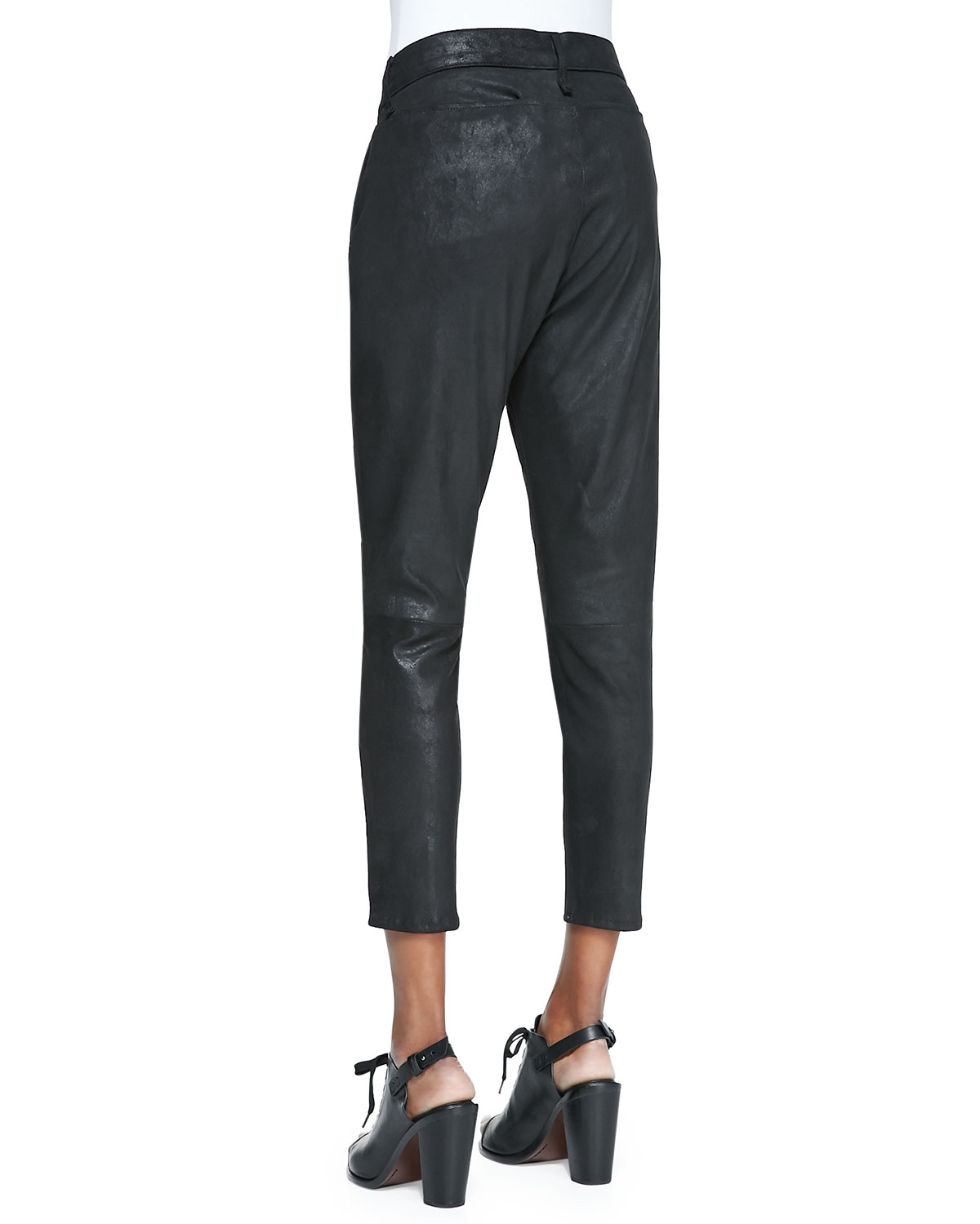 Rag & bone Dash Cropped Suede Trousers in Black (BLACK SUEDE) | Lyst