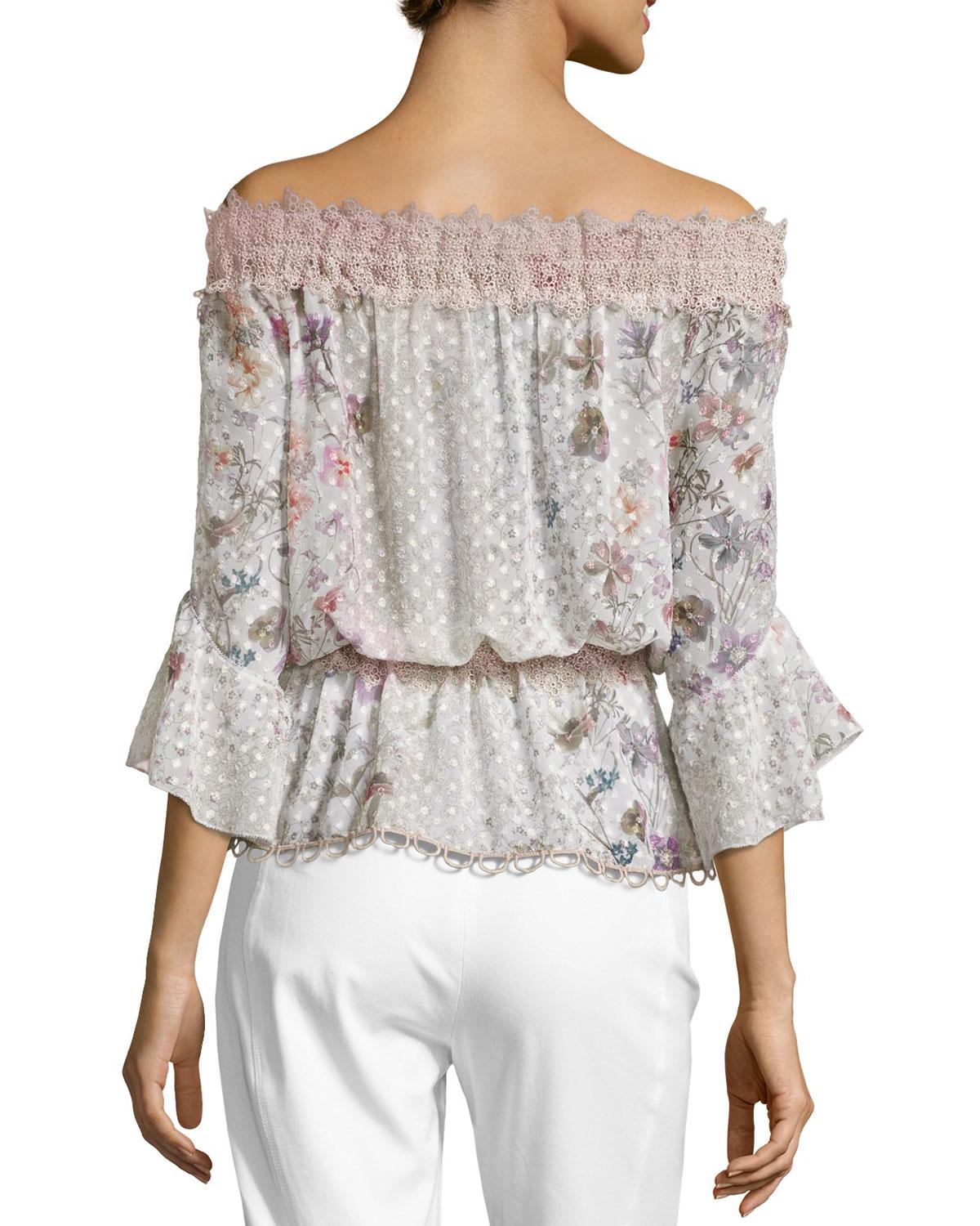 Lyst Elie Tahari Zoia Off The Shoulder Floral Blouse