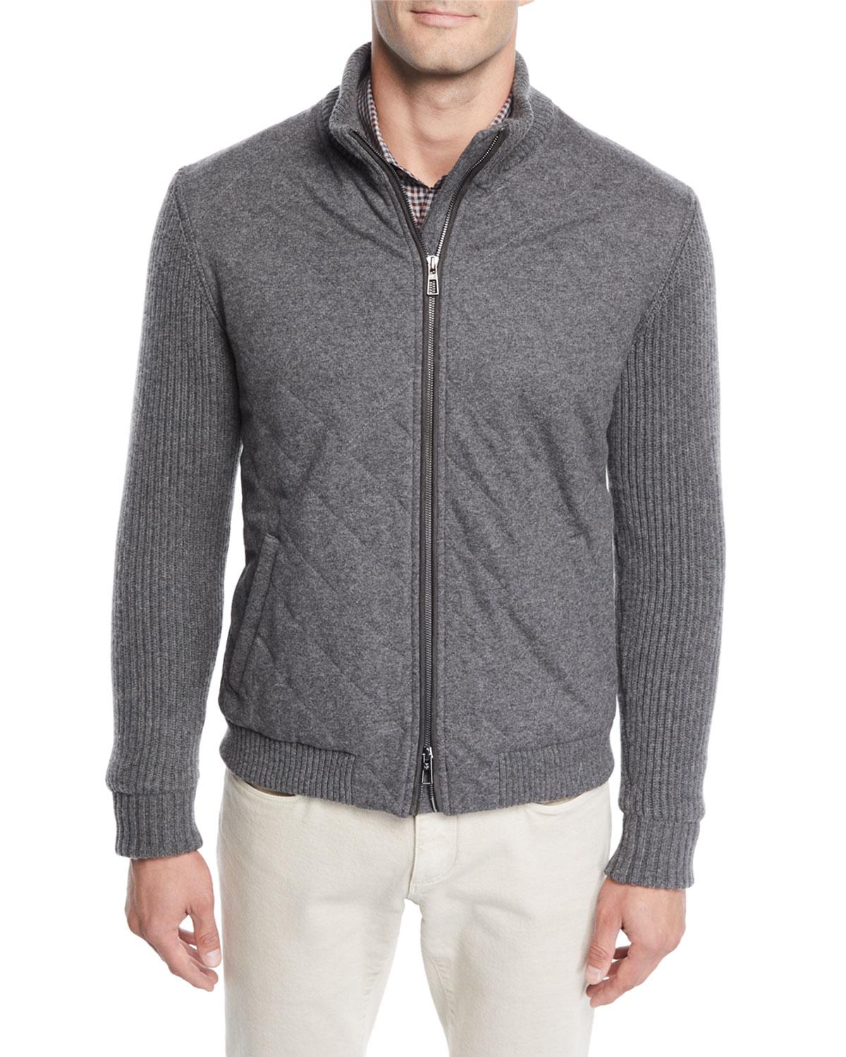 Lyst - Loro Piana Men's Ryan Full-zip Cashmere Bomber Jacket in Gray ...