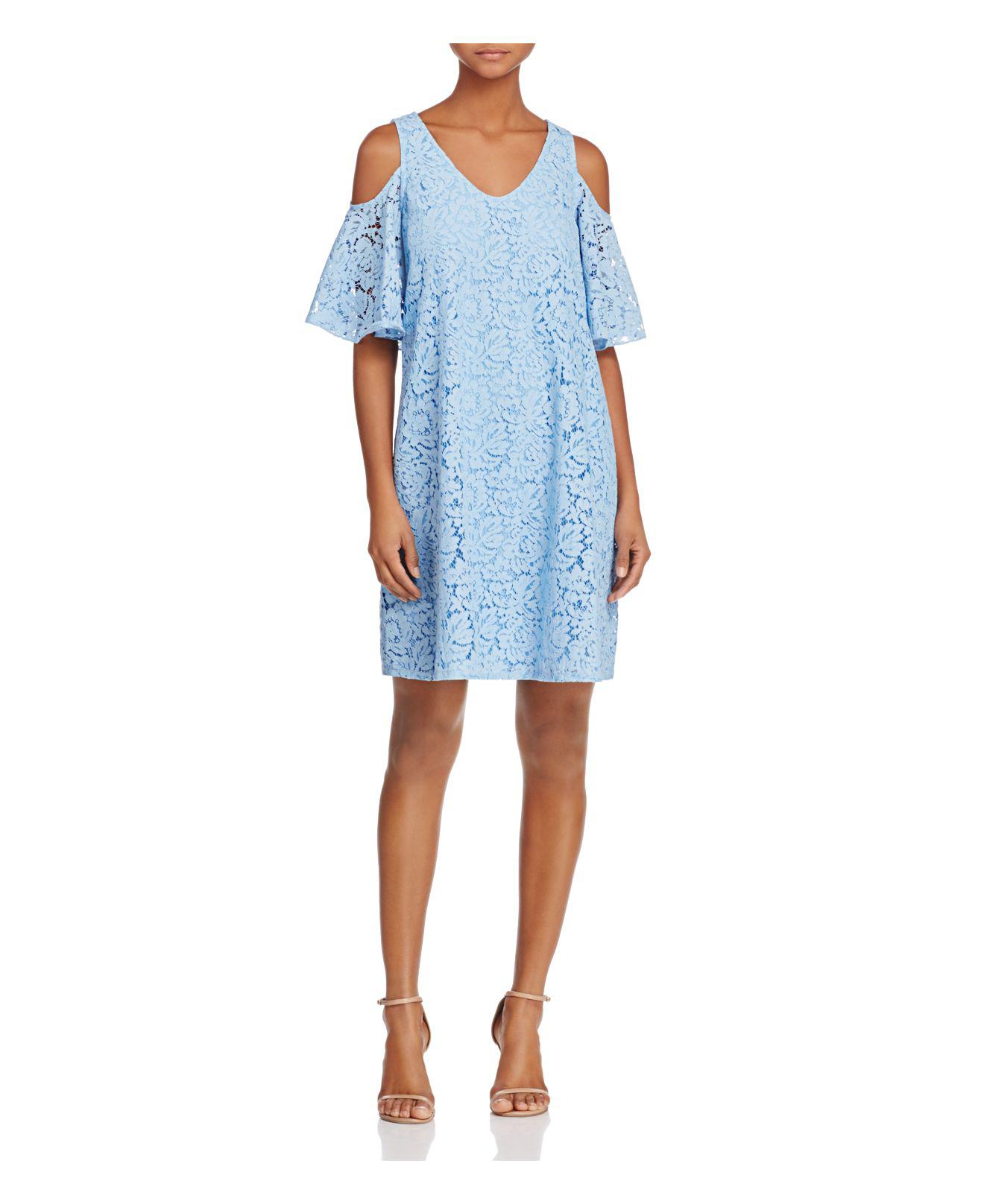 Lyst Nanette Nanette Lepore Lace Cold Shoulder Swing Dress In Blue