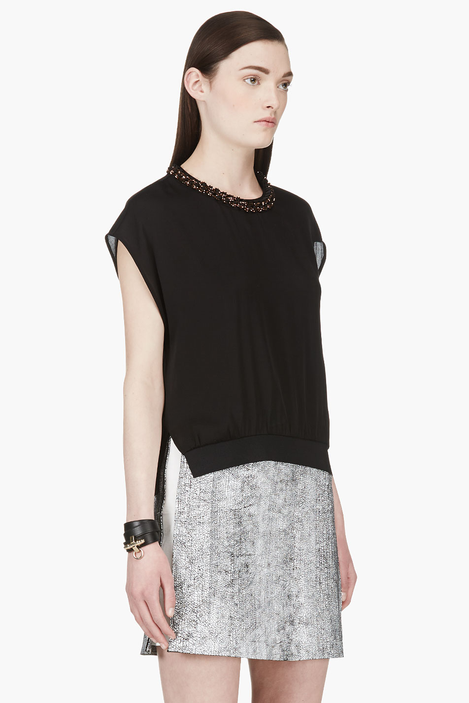 Lyst - 3.1 Phillip Lim Black Silk Beaded Collar Blouse in Black