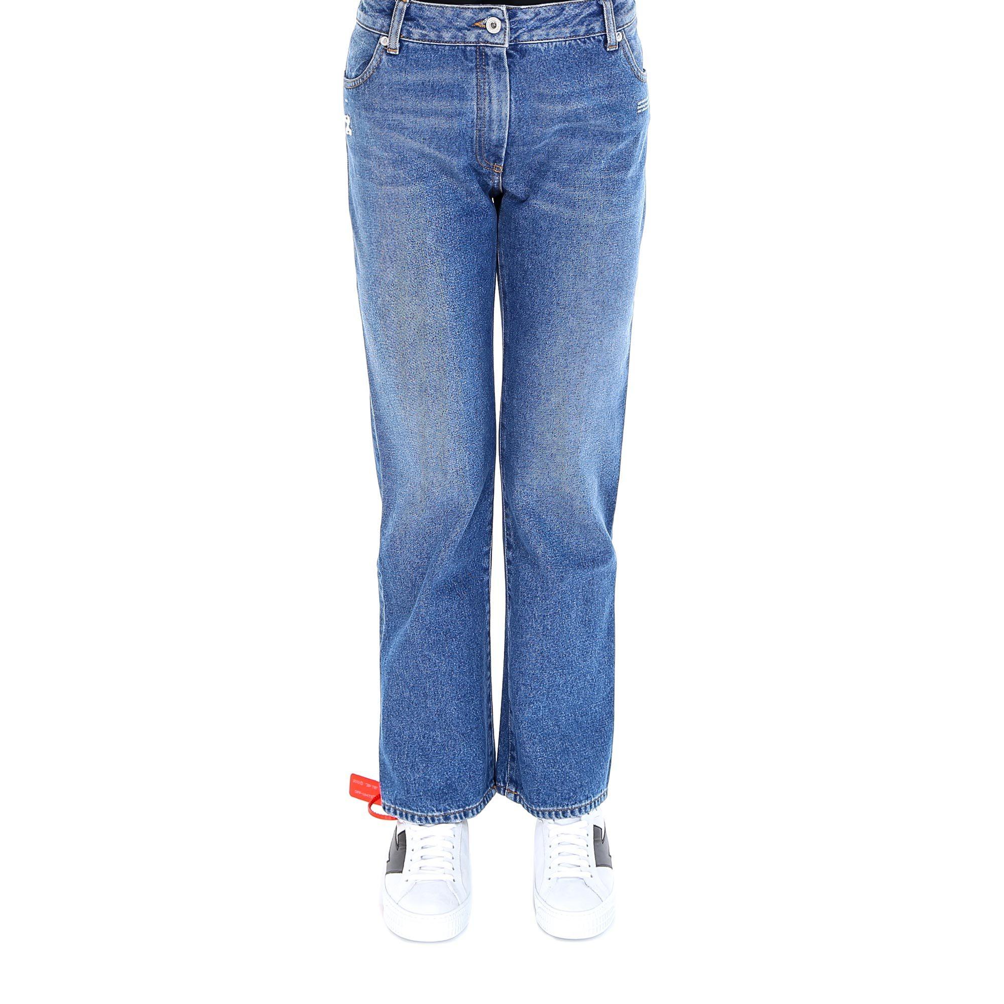 Lyst - Off-White c/o Virgil Abloh Washed Straight Fit Jeans in Blue