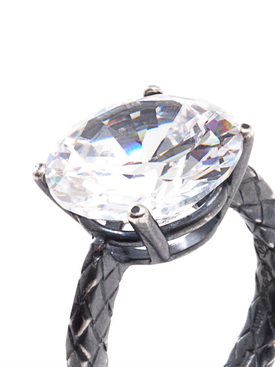 Lyst - Bottega Veneta Cubic Zirconia and Silver Ring in Metallic