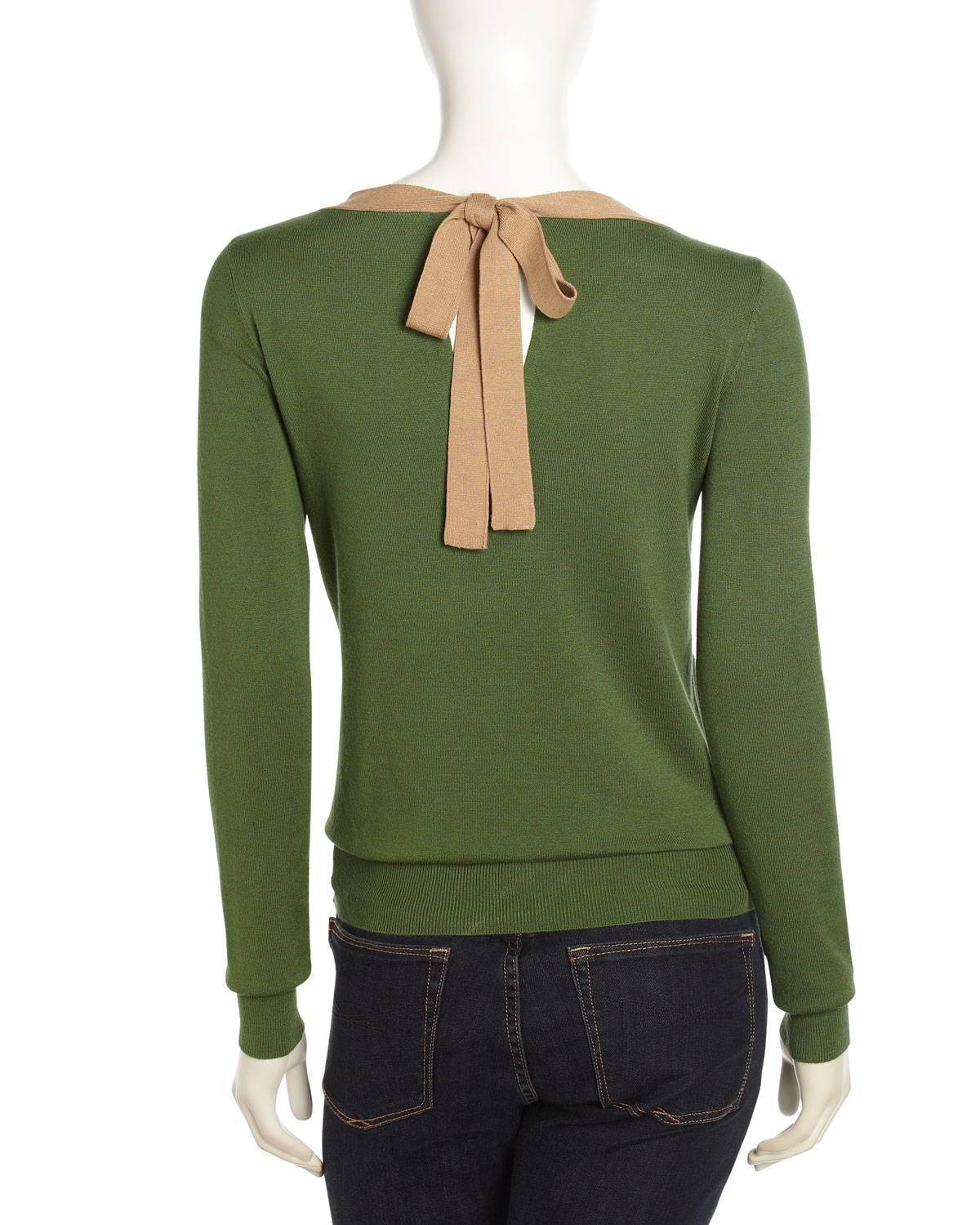 Lyst - Isaac Mizrahi New York Tie-back Colorblock Sweater Hunter tan in ...