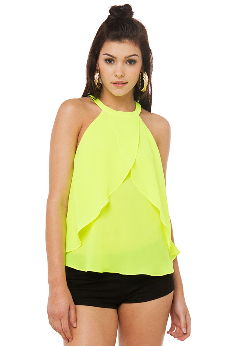 Lyst - Akira Split Ends Neon Green Top in Green