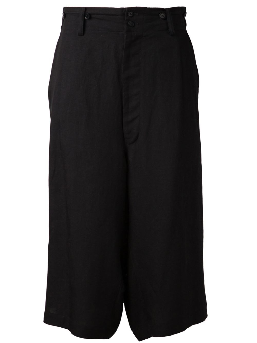 Lyst - Yohji Yamamoto Wide Leg Cropped Trousers in Black for Men