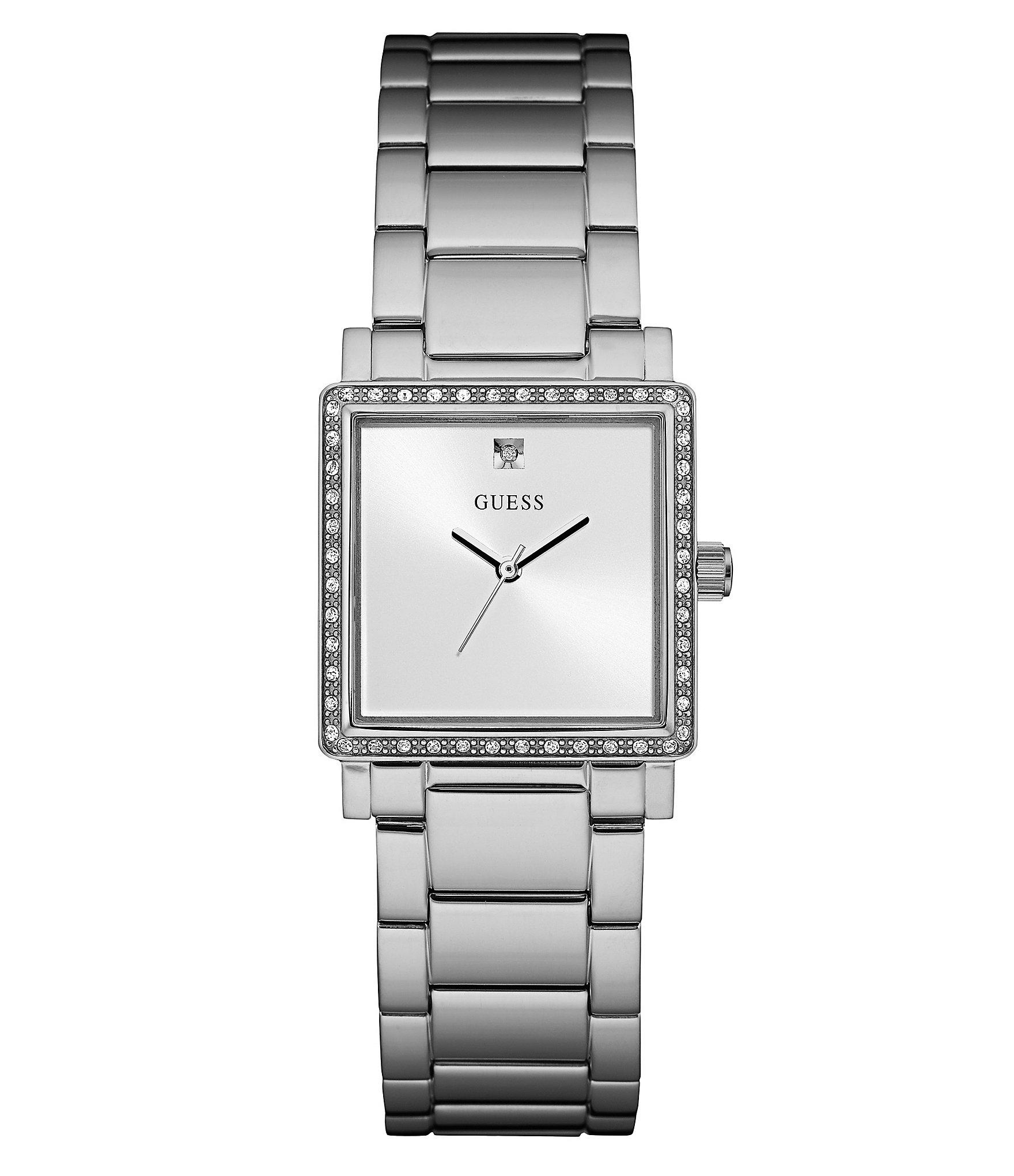 Lyst - Guess Crystal Square Bracelet Watch in Metallic