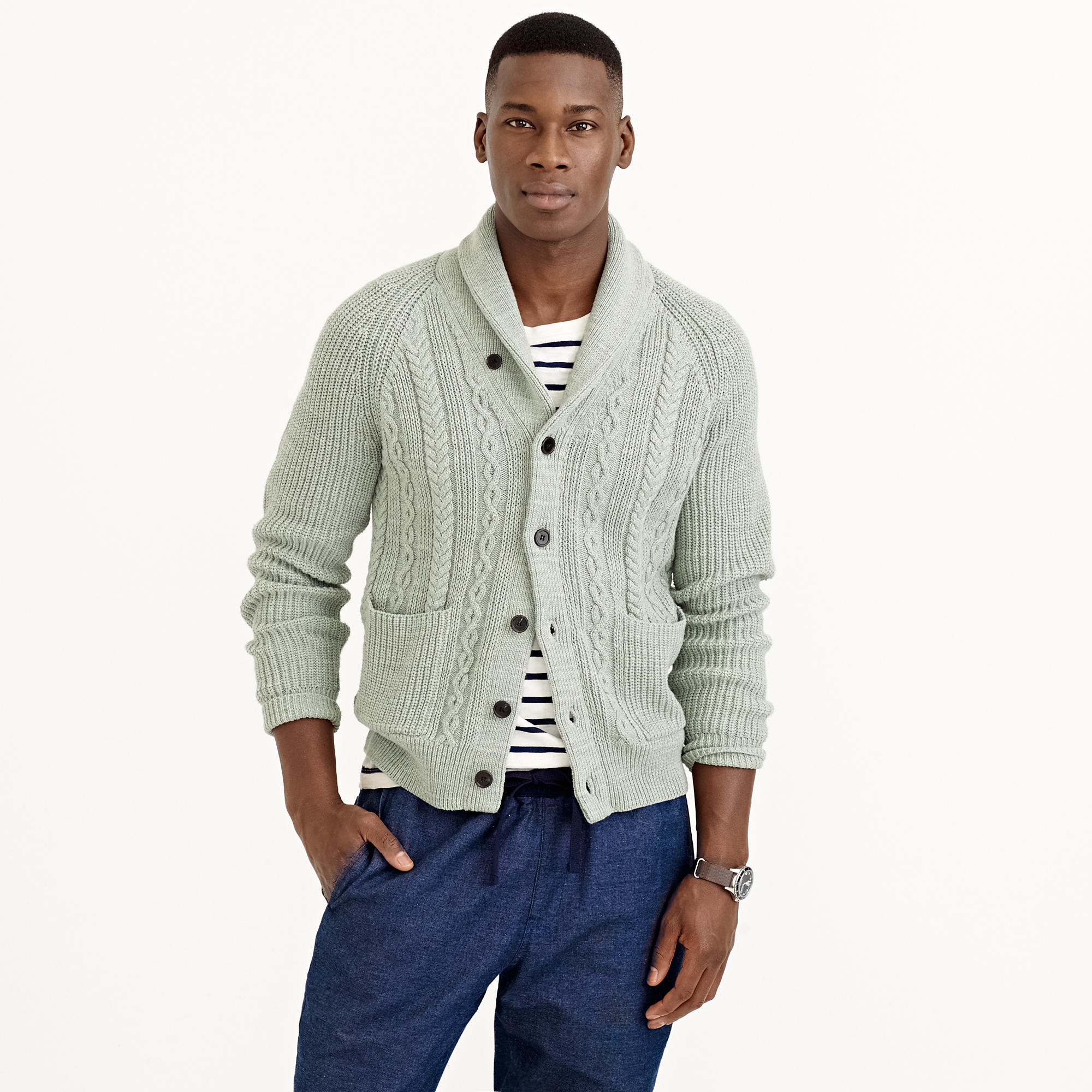 Lyst - J.Crew Textured Cotton Shawl-collar Cardigan Sweater in Gray for Men