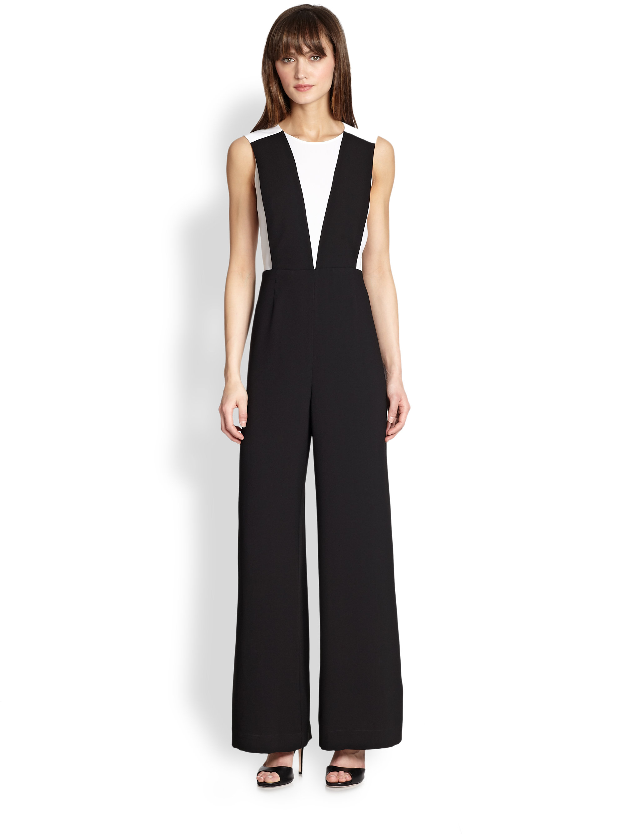 Lyst - Bcbgmaxazria Galiena Bicolor Jumpsuit in Black