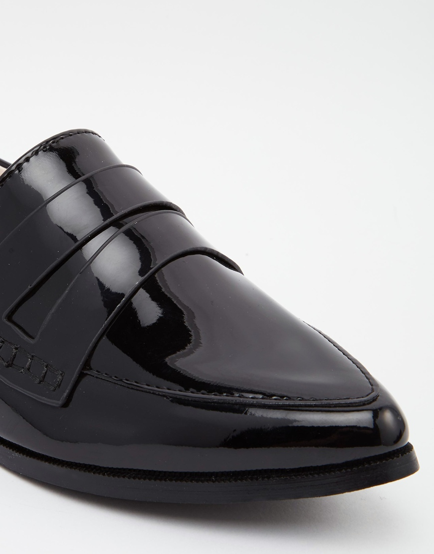 Lyst - Daisy Street Patent Pointed Toe Loafer Flat Shoes in Black