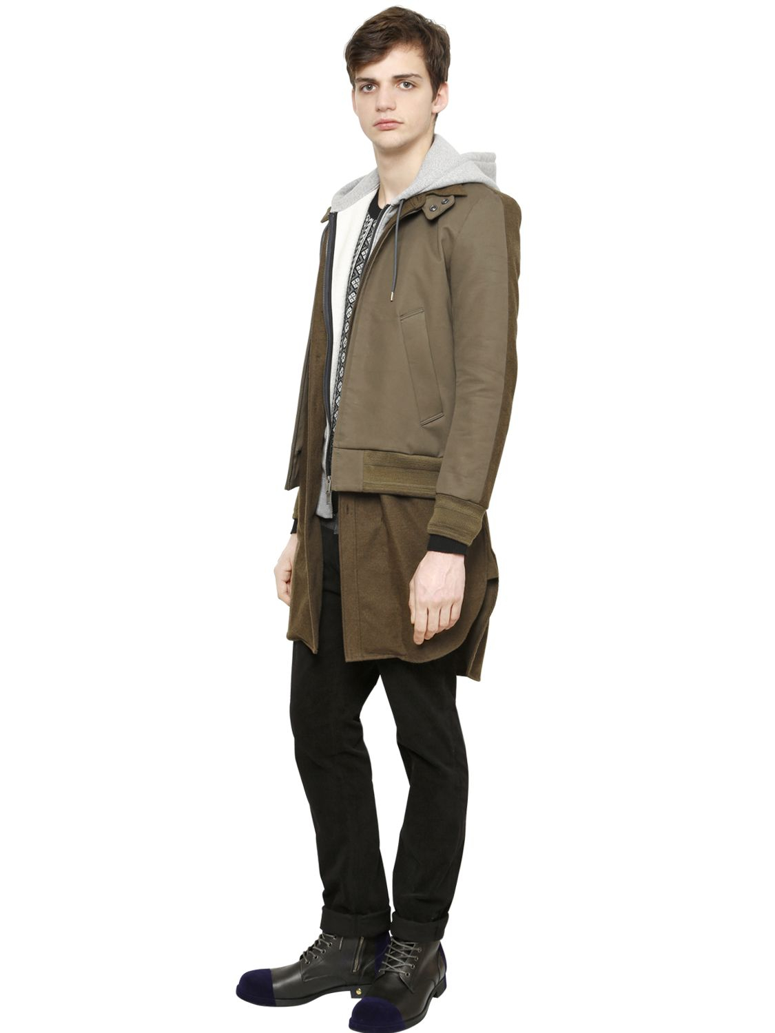 Miharayasuhiro Cotton Canvas Flannel Bomber Jacket in Natural for Men ...