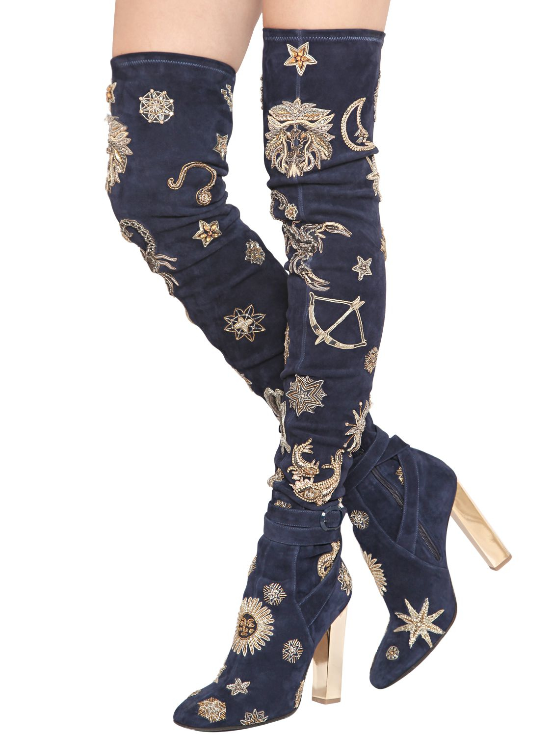 Lyst - Emilio Pucci 110mm Zodiac Suede Over The Knee Boots in Blue