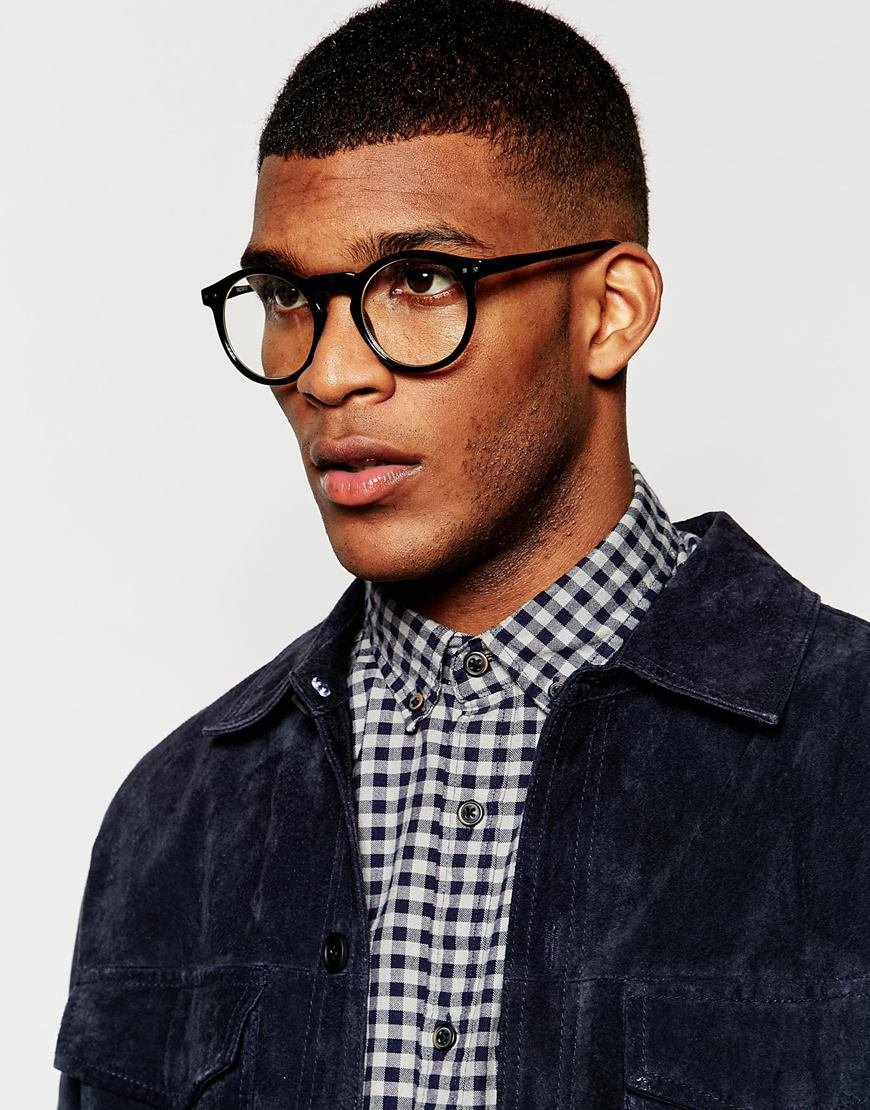 Lyst Asos Round Clear Lens Glasses In Black In Black