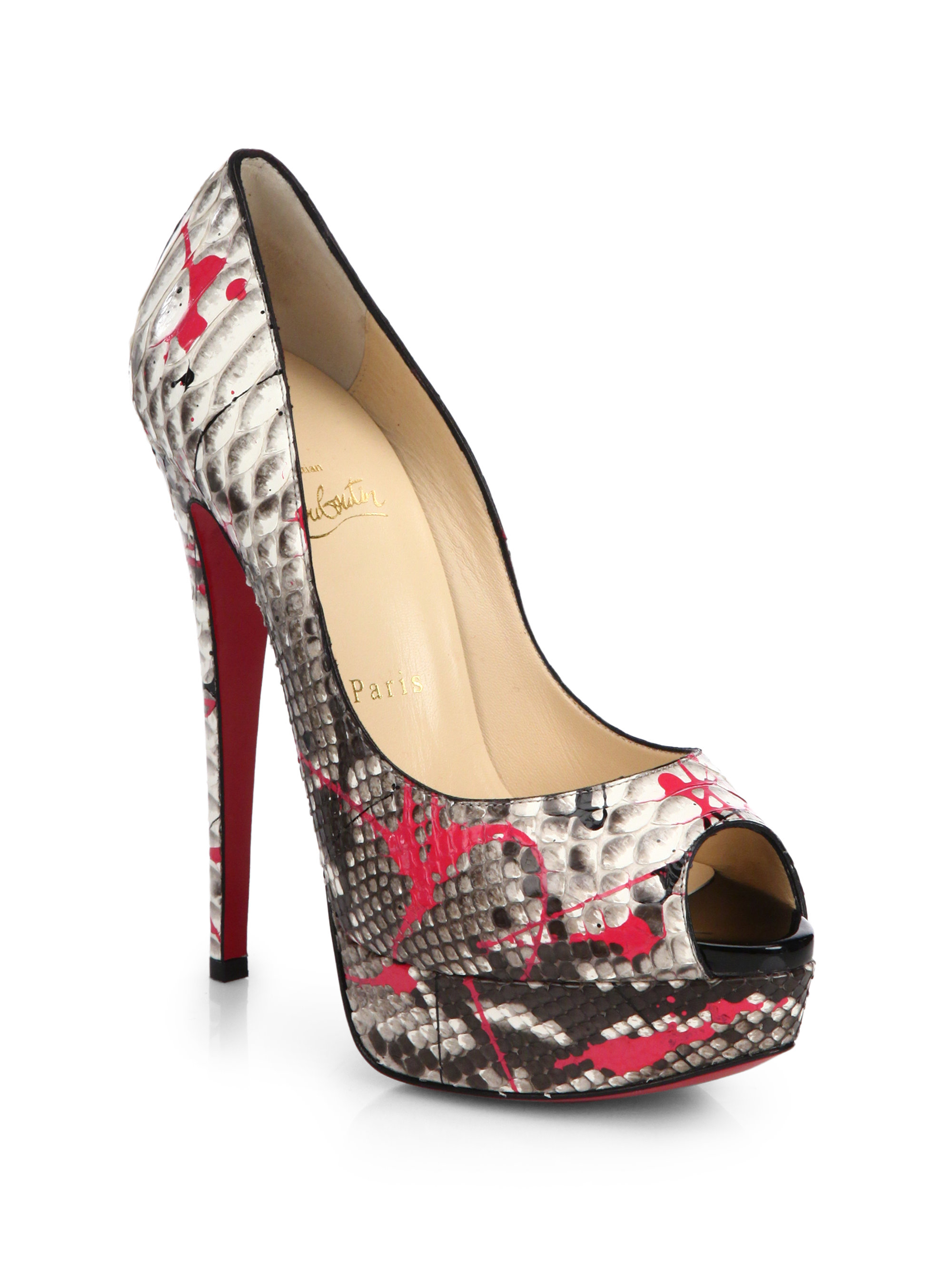 Christian Louboutin Lady Graffiti Python Platform Pumps Lyst