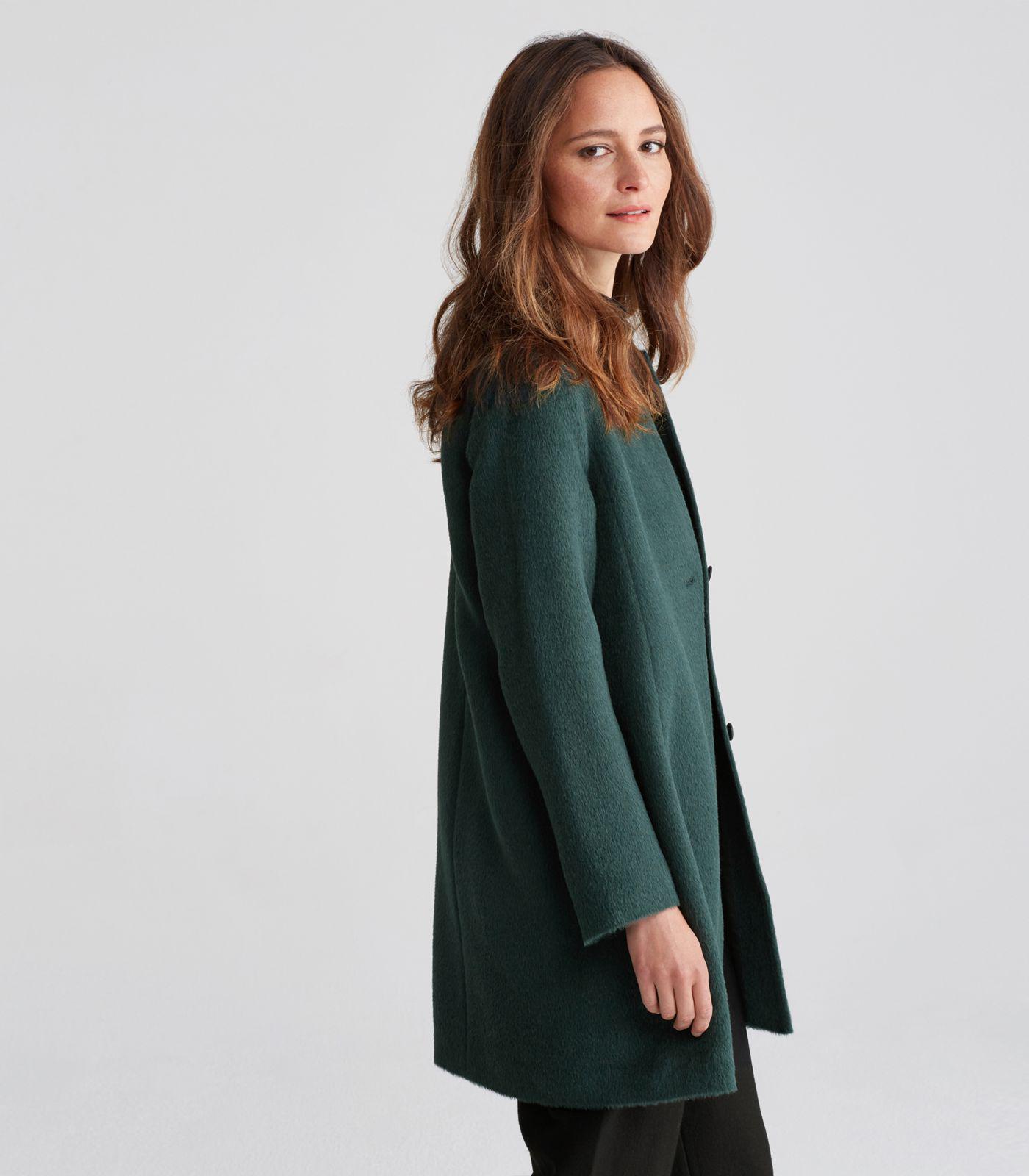 Lyst - Eileen Fisher Drapey Suri Alpaca Notch Collar Long Coat in Green