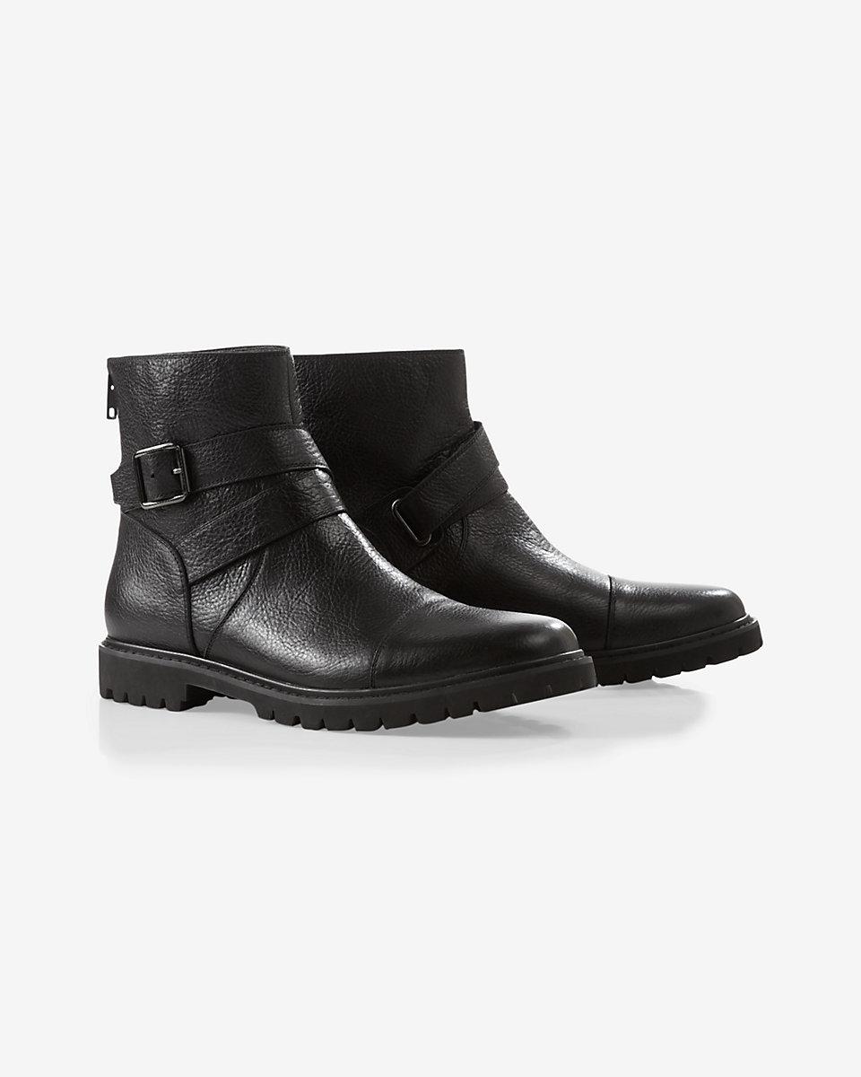Lyst - Express Black Leather Buckle Boot in Black for Men