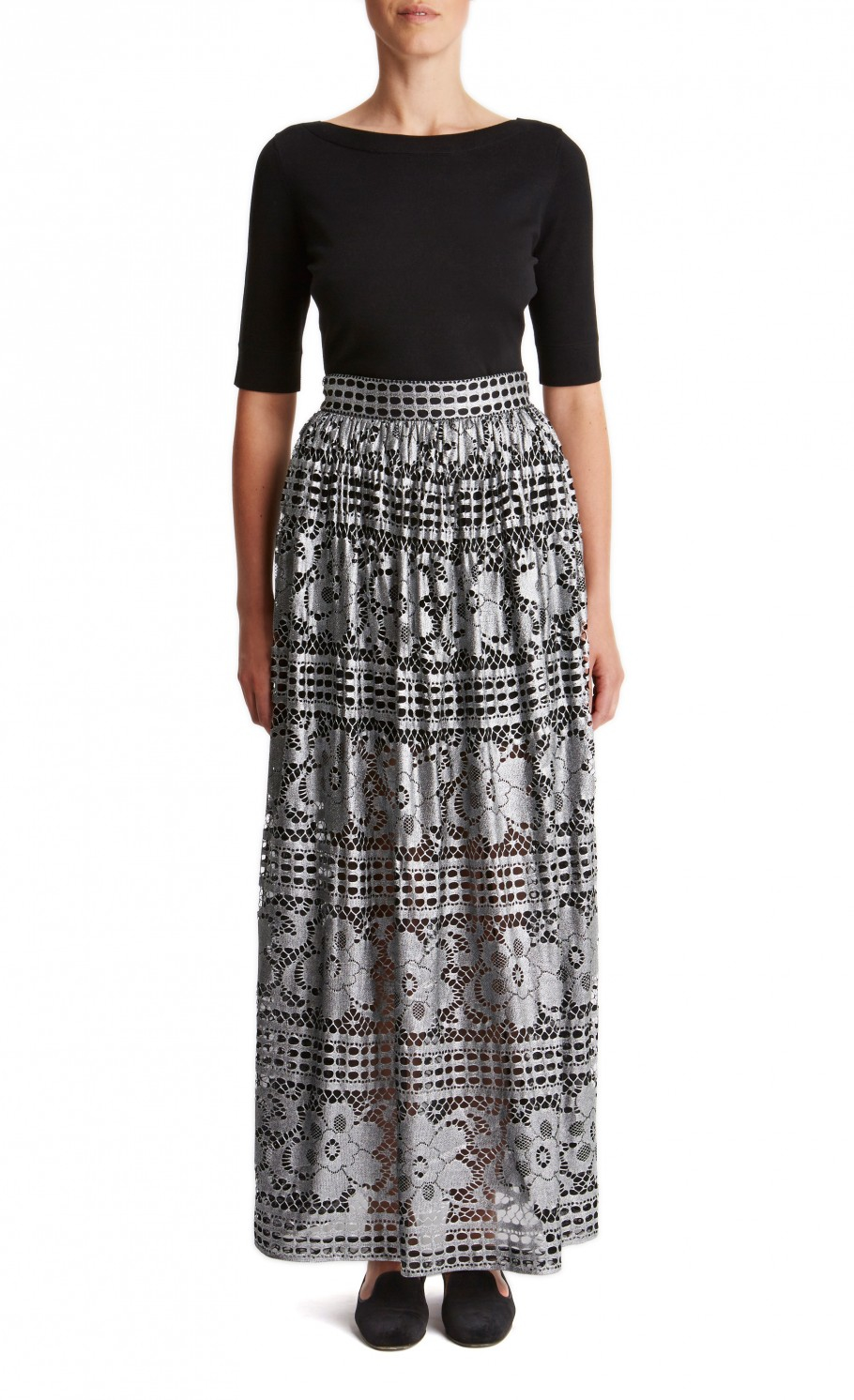Lyst - Temperley London Ora Metallic Cotton-blend Lace Maxi Skirt in Black