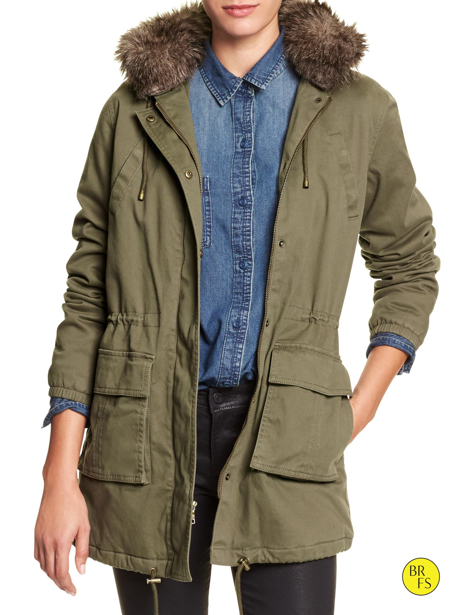 Banana republic Factory Hooded Utility Jacket in Green (Dark olive) | Lyst