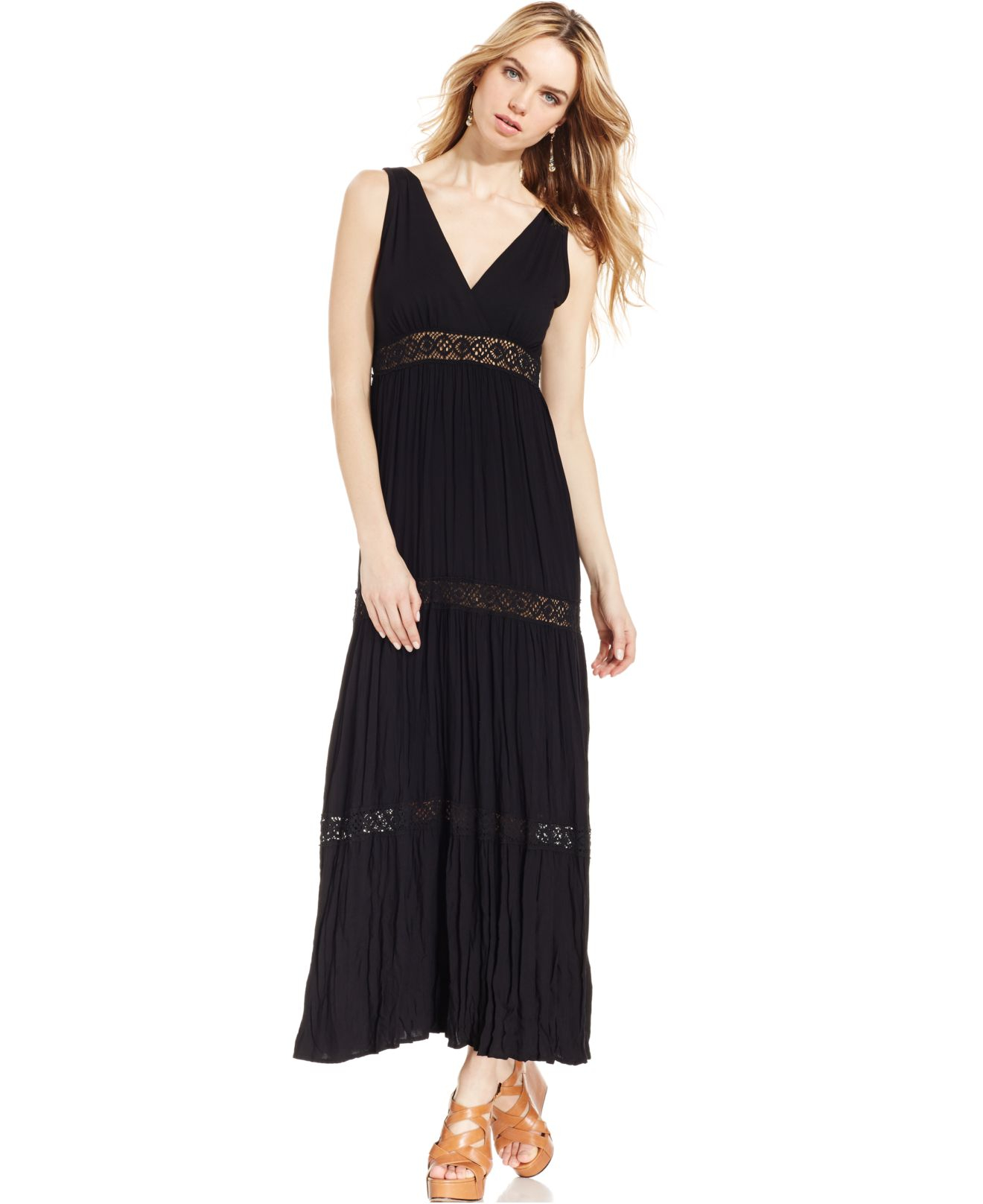 Lyst - Karen Kane Karen By Tiered Maxi Dress in Black