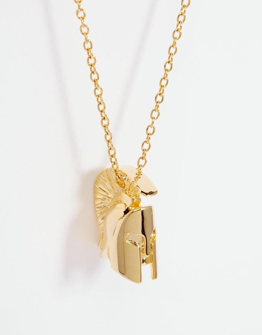 Lyst - Asos Necklace With Spartan Head In Gold in Metallic for Men