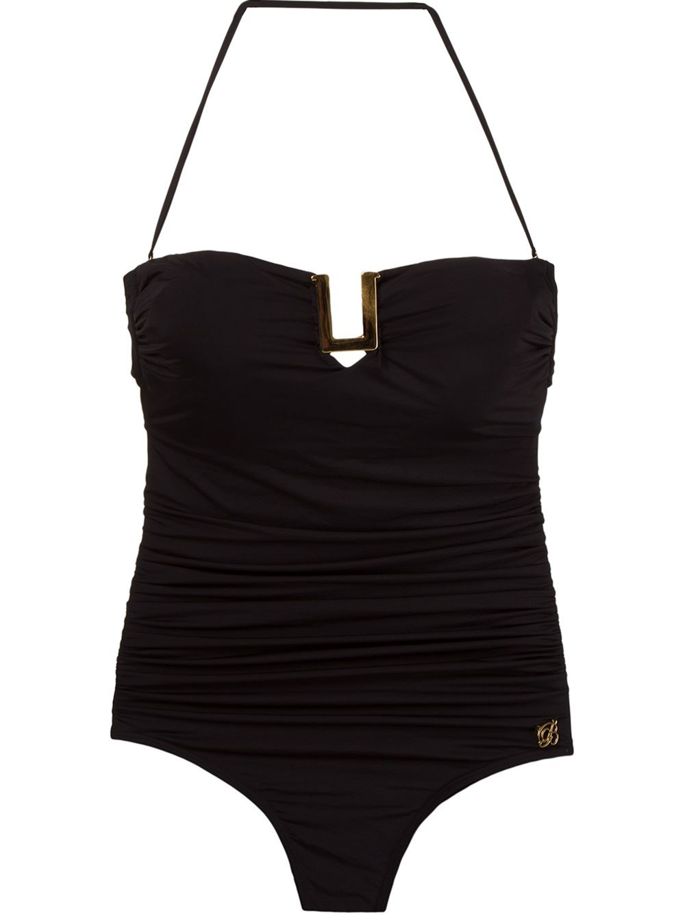 Brigitte bardot Bandeau Draped Swimsuit in Black | Lyst