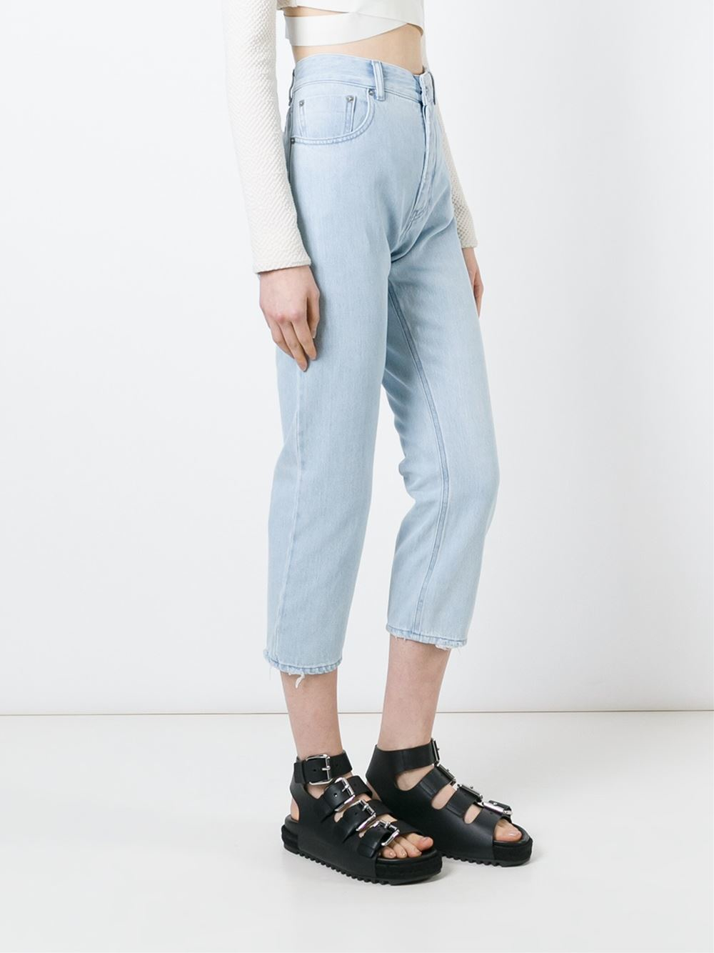 Lyst - Mm6 By Maison Martin Margiela Cropped Boyfriend Jeans in Blue