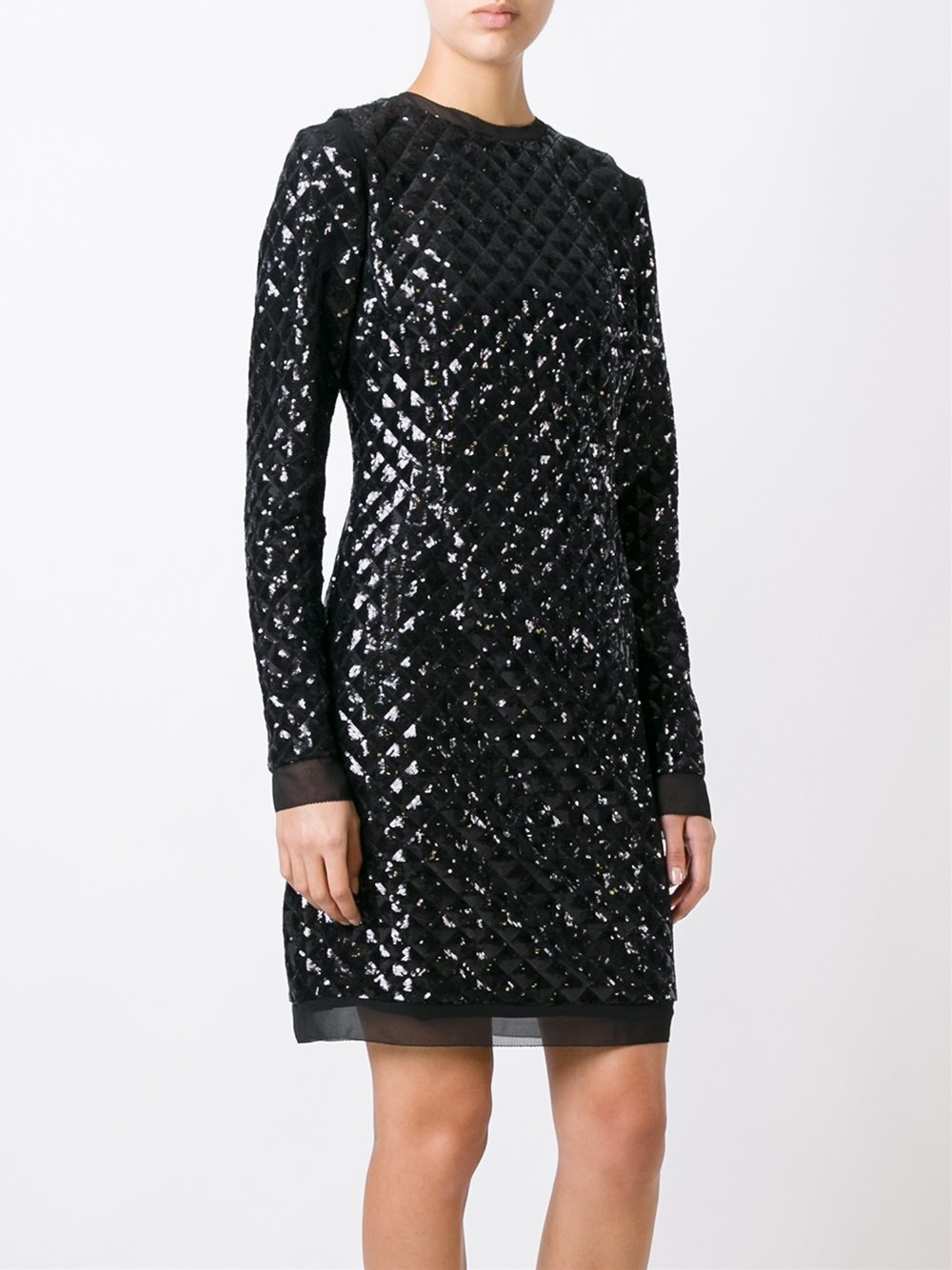 Emanuel ungaro Sequined Quilted Dress in Black | Lyst