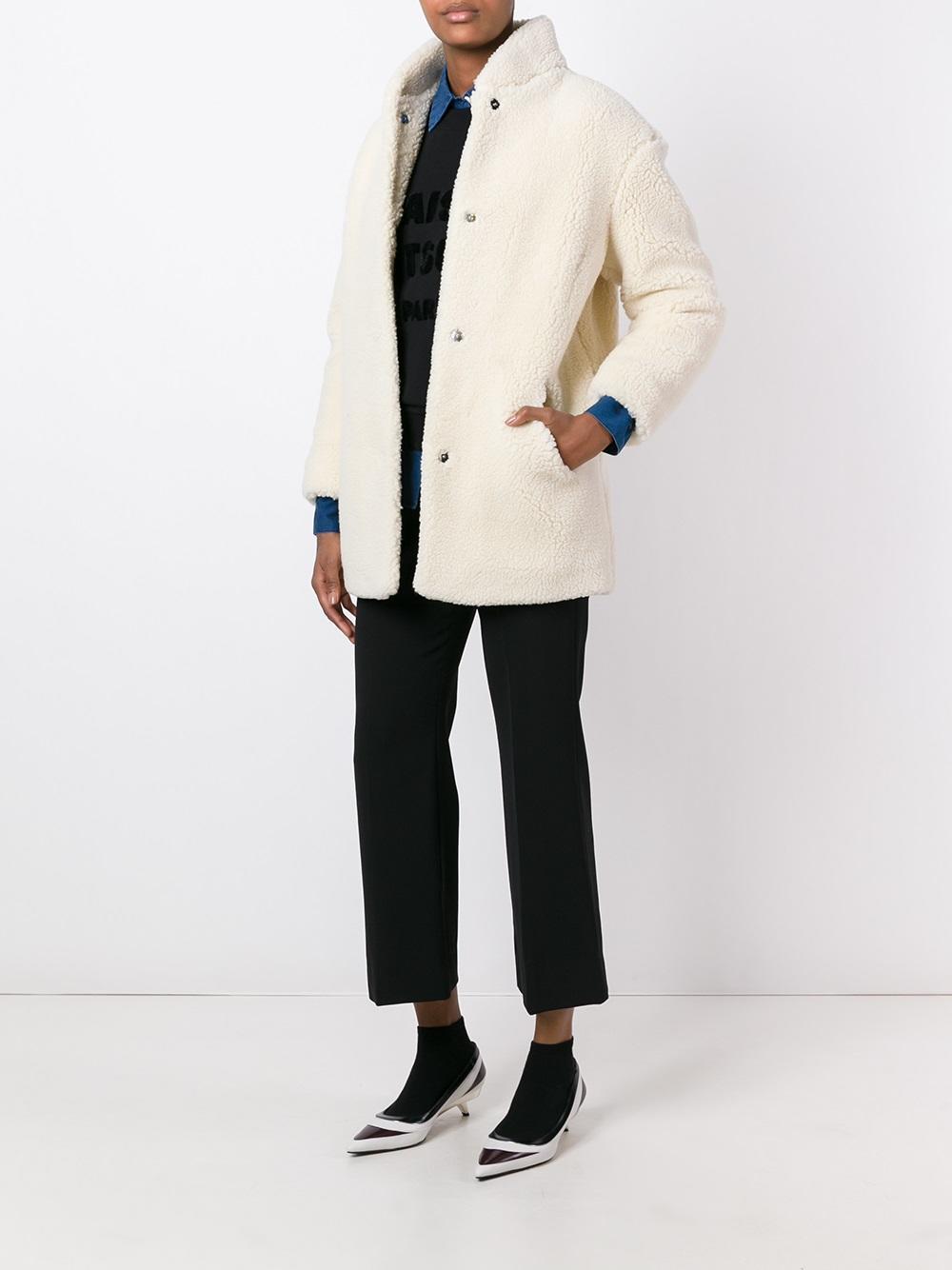 Lyst - Maison Kitsuné Maison Kitsuné Shearling Effect Coat in White