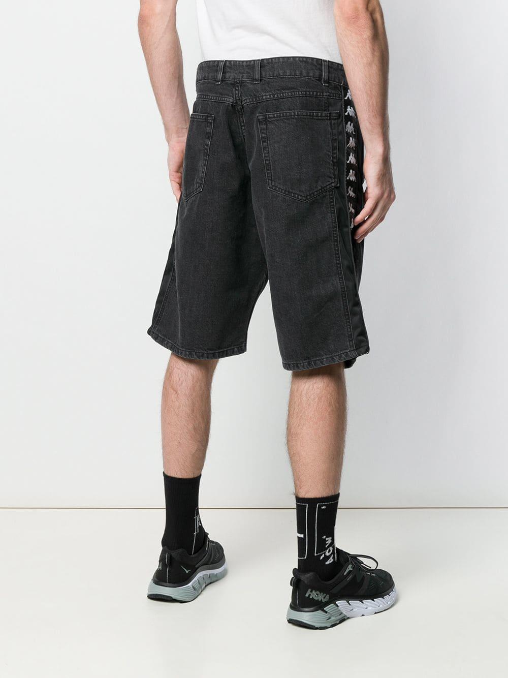 Kappa Denim Logo Trim Shorts in Black for Men - Lyst