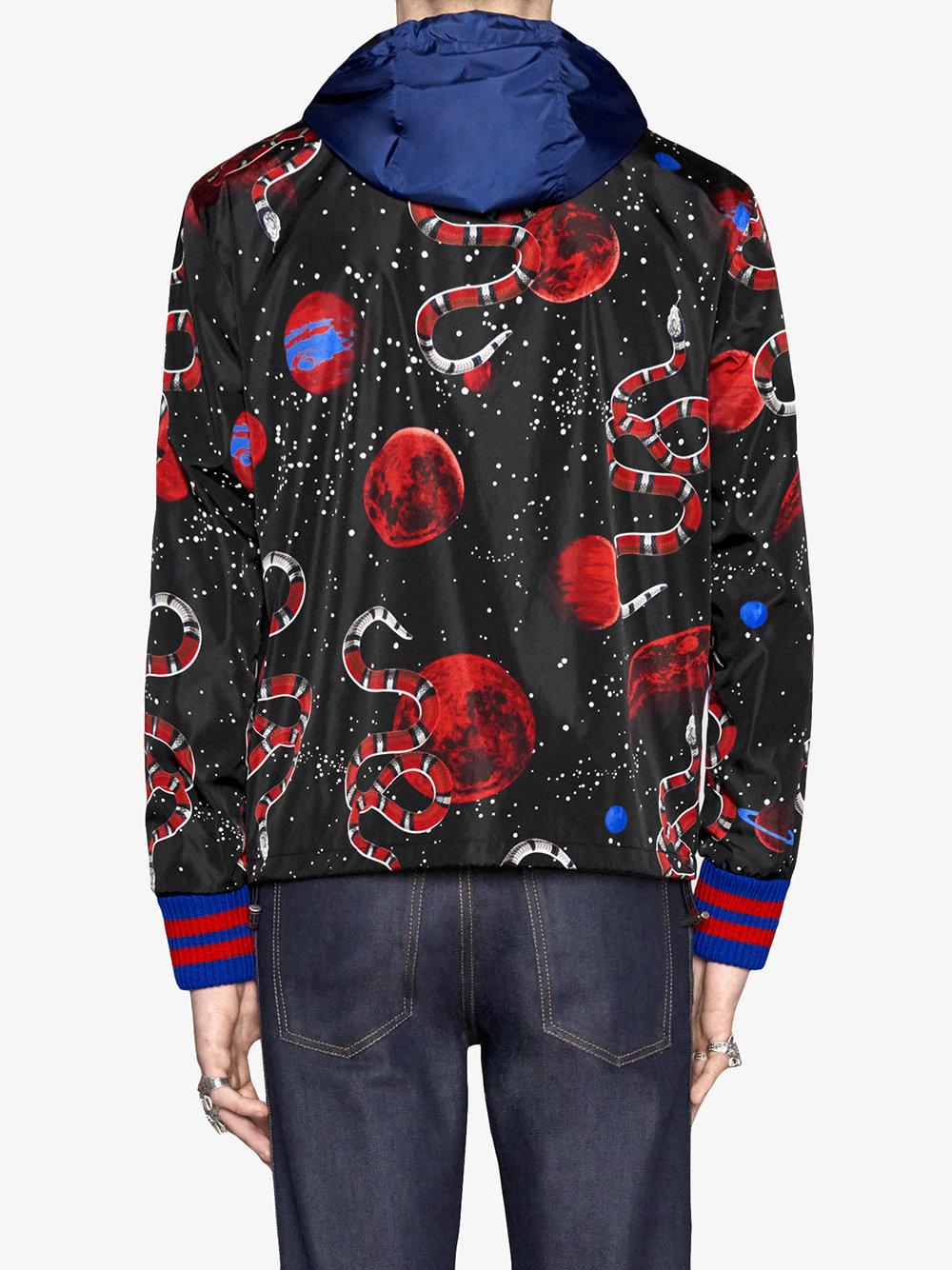 Gucci Space Snake Print Windbreaker in Black for Men - Lyst