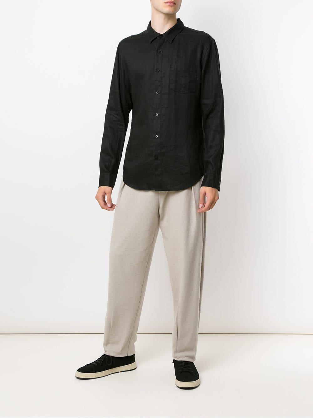 Osklen Long Sleeved Linen Shirt in Black for Men - Lyst