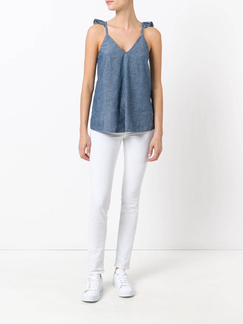Lyst - Dondup Flared Denim Top in Blue