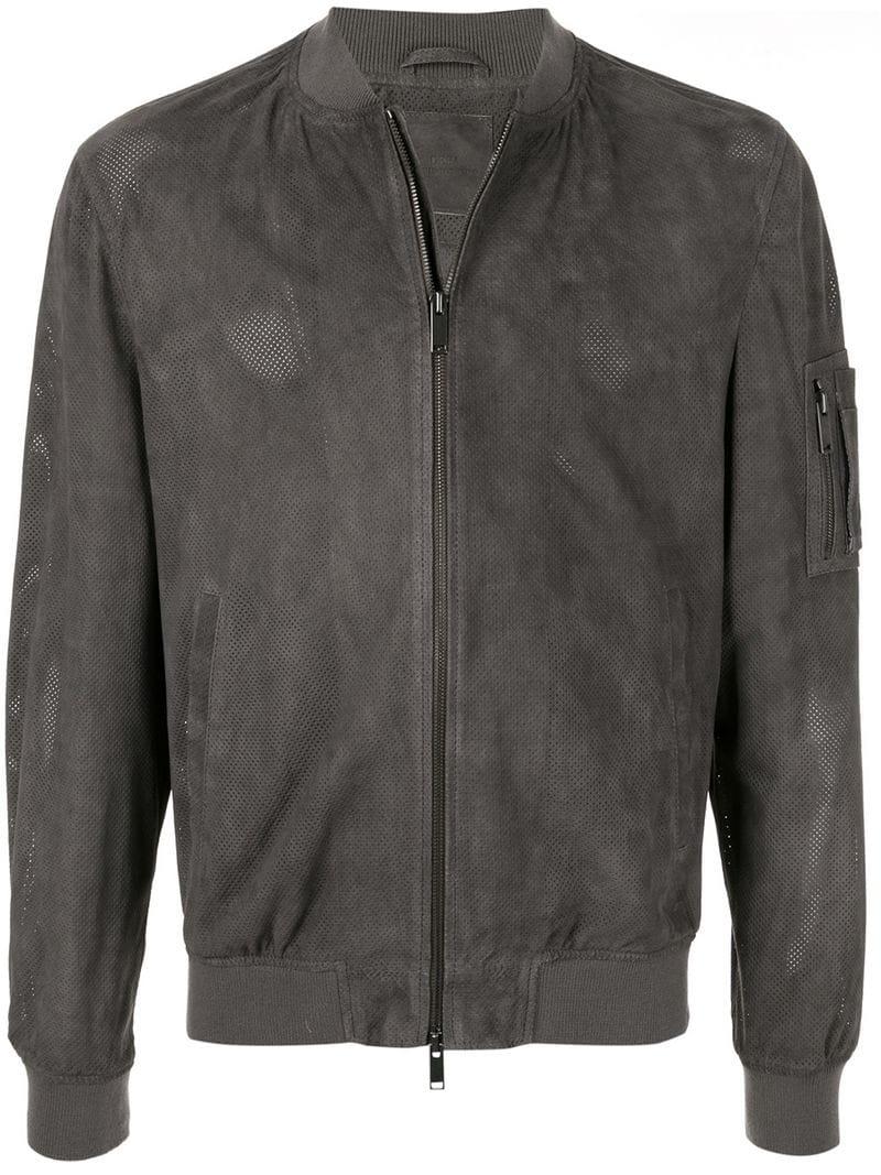 DESA NINETEENSEVENTYTWO Suede Bomber Jacket in Gray for Men - Lyst