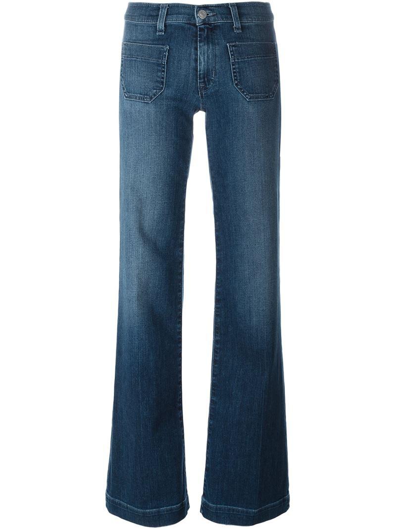 Lyst - Hudson 'libby' Wide Leg Jeans in Blue