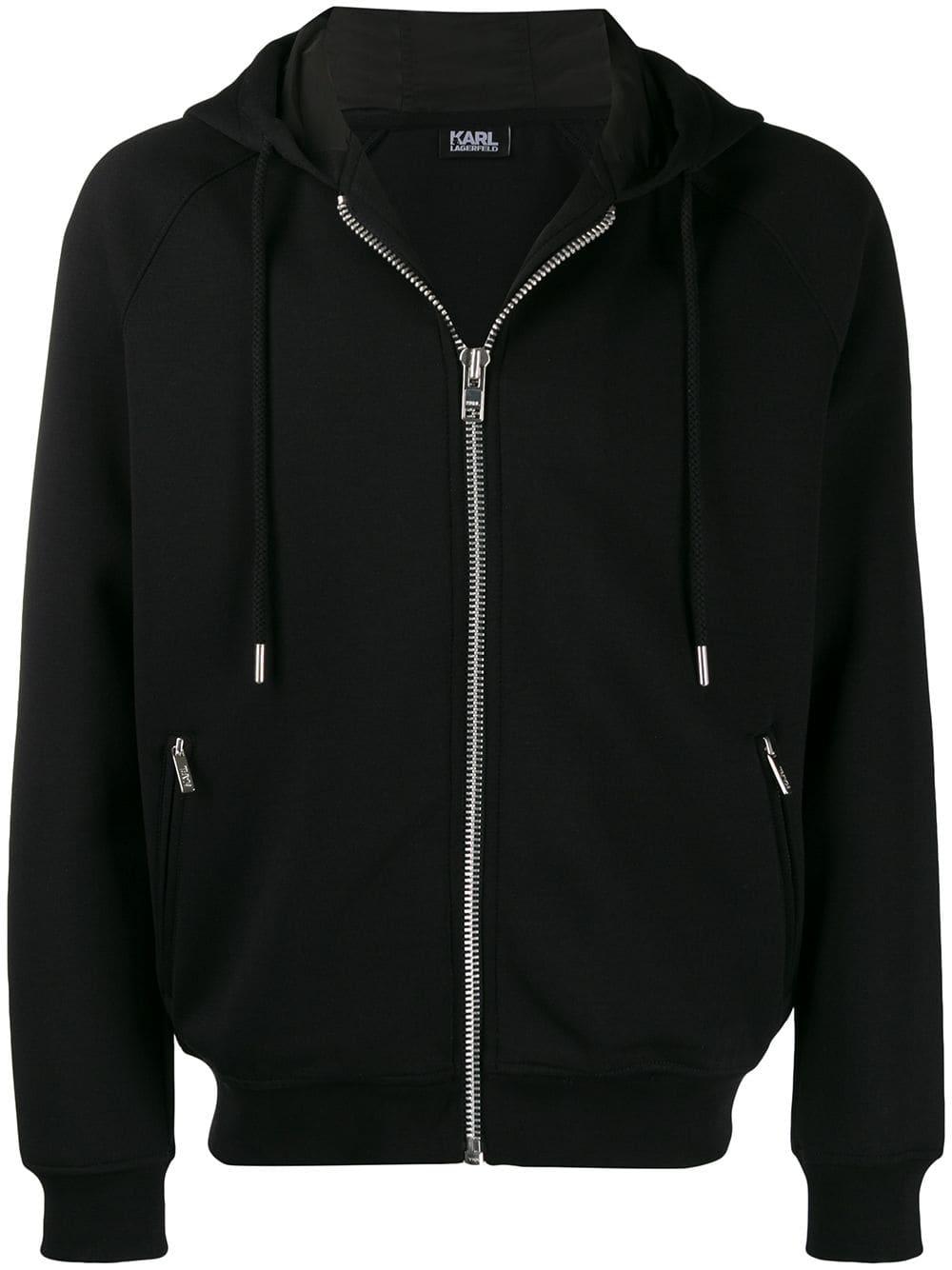Karl Lagerfeld Neoprene Zip Up Hoodie in Black for Men - Save 40% - Lyst