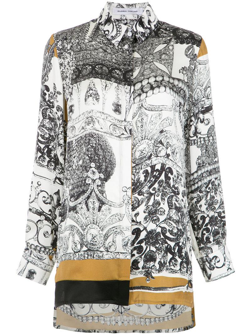 Lyst - Gloria Coelho Printed Silk Shirt in White