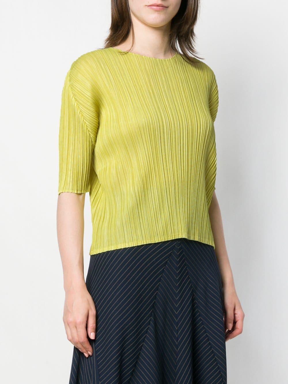 Pleats Please Issey Miyake Micro-pleated T-shirt in Green - Lyst
