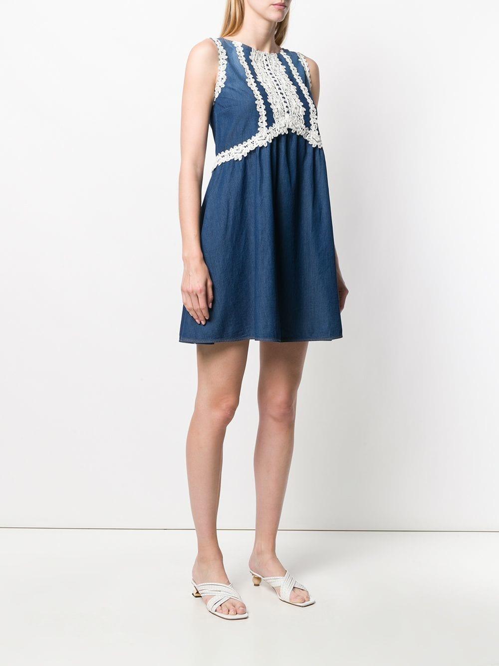 Ermanno Scervino Lace Denim Mini Dress in Blue - Lyst