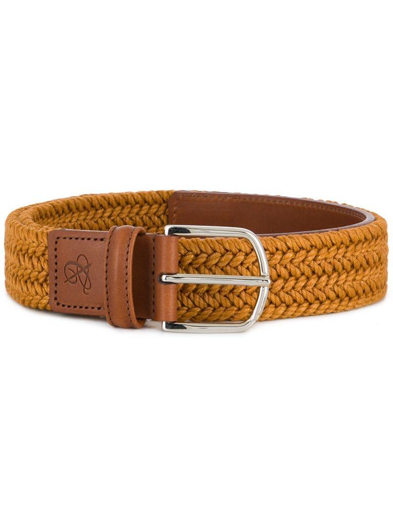 Canali Woven Belt in Yellow for Men - Lyst