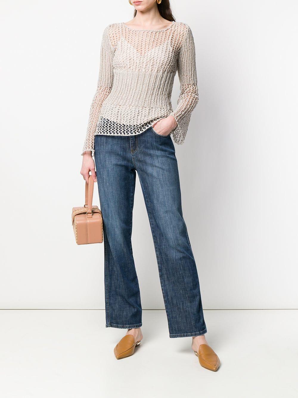 Gentry Portofino Mesh Knit Sweater - Lyst