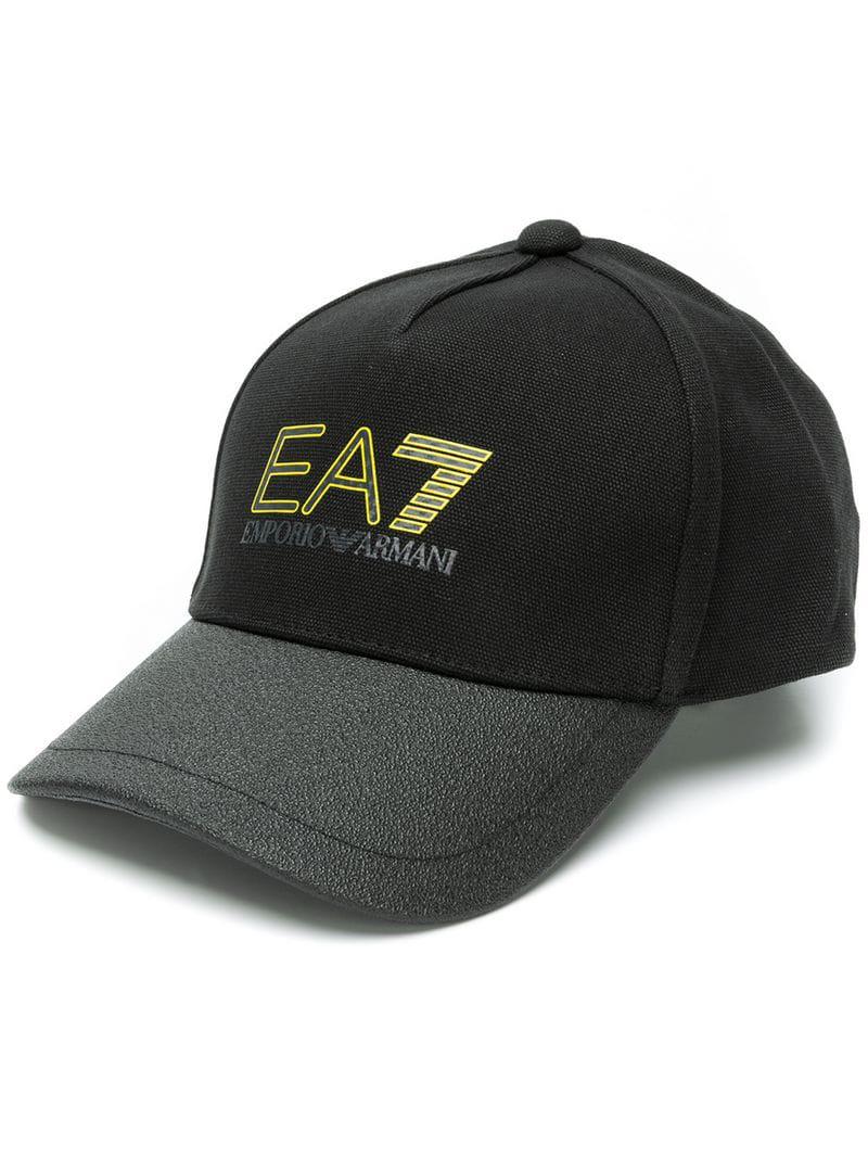 EA7 Contrast Logo Baseball Cap in Black for Men - Lyst